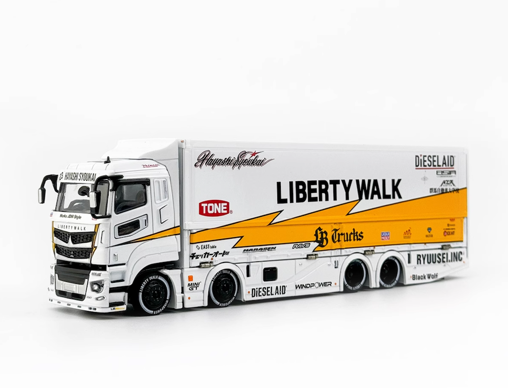 GCD 1:64 White LBWK Fuso Super Great Transport Truck Model Diecast Met – mycrazybuy store