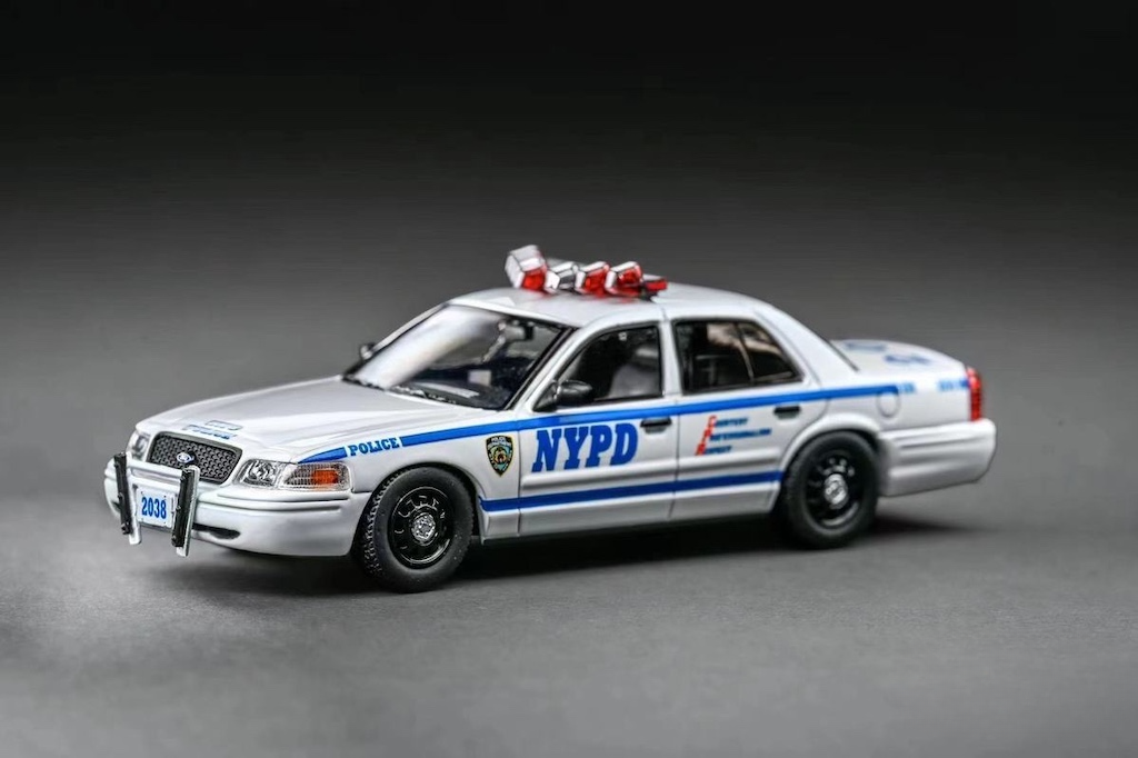 Rollin 1:64 White CV CROWN VICTORIA NYPD Police Model Diecast Metal Ca ...