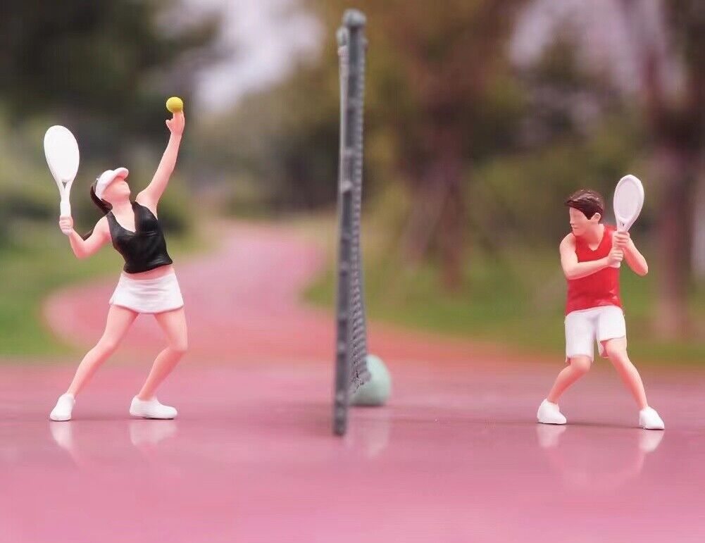 1:64 Painted Figure Model Miniature Resin Diorama Sand Sport Tennis Ma ...