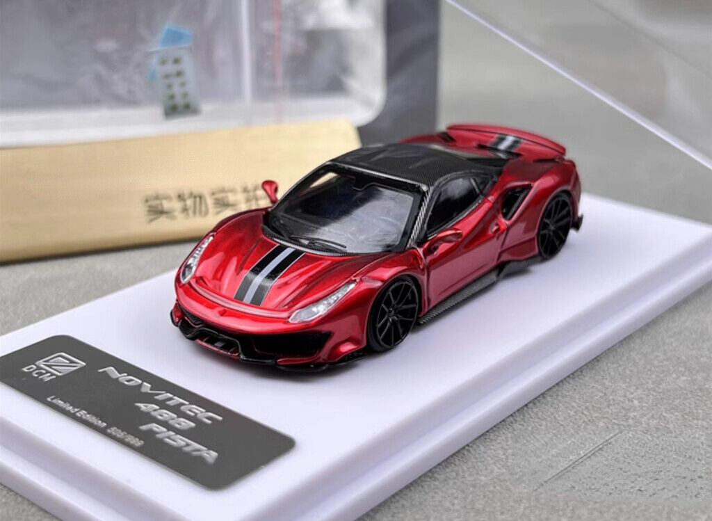 DCM 1:64 Red Carbon Top Novitec 488 Pista Sports Model Diecast Metal C ...