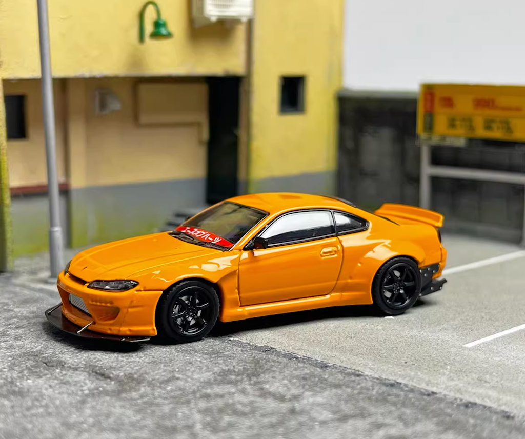 SW 1:64 Orange JDM S15 Slivia Widebody Racing Sports Model Diecast Met ...