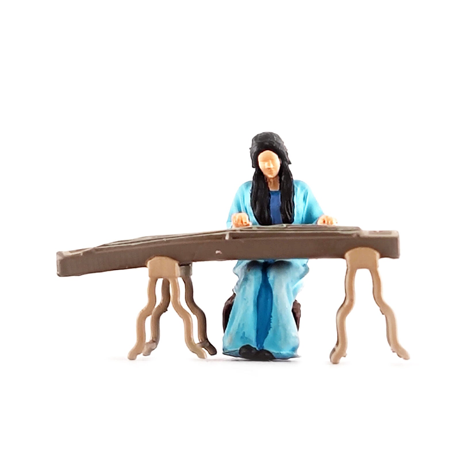 1:64 Painted Figure Mini Model Miniature Resin Diorama Chinese Guzheng ...
