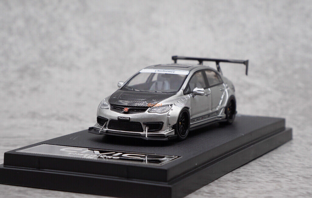 TM 1:64 JDM Silver Civic Type R FD2 Widebody Sport Model Diecast Metal ...
