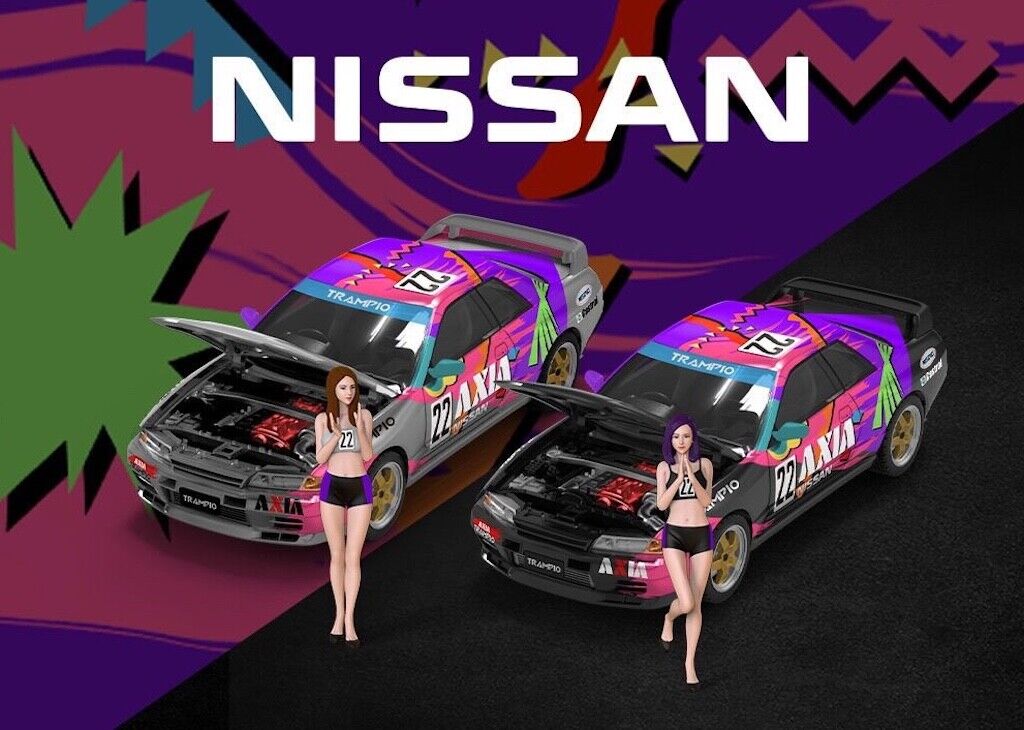 TM 1:64 JDM Skyline GTR R32 AXIA Figure Sports Model Diecast Metal Car ...