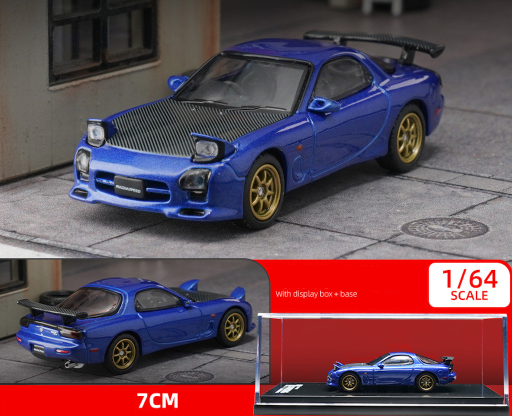 Hobby Japan 1:64 Blue JDM RX7 FD3S A Spec Sports Model Toy Diecast Met ...