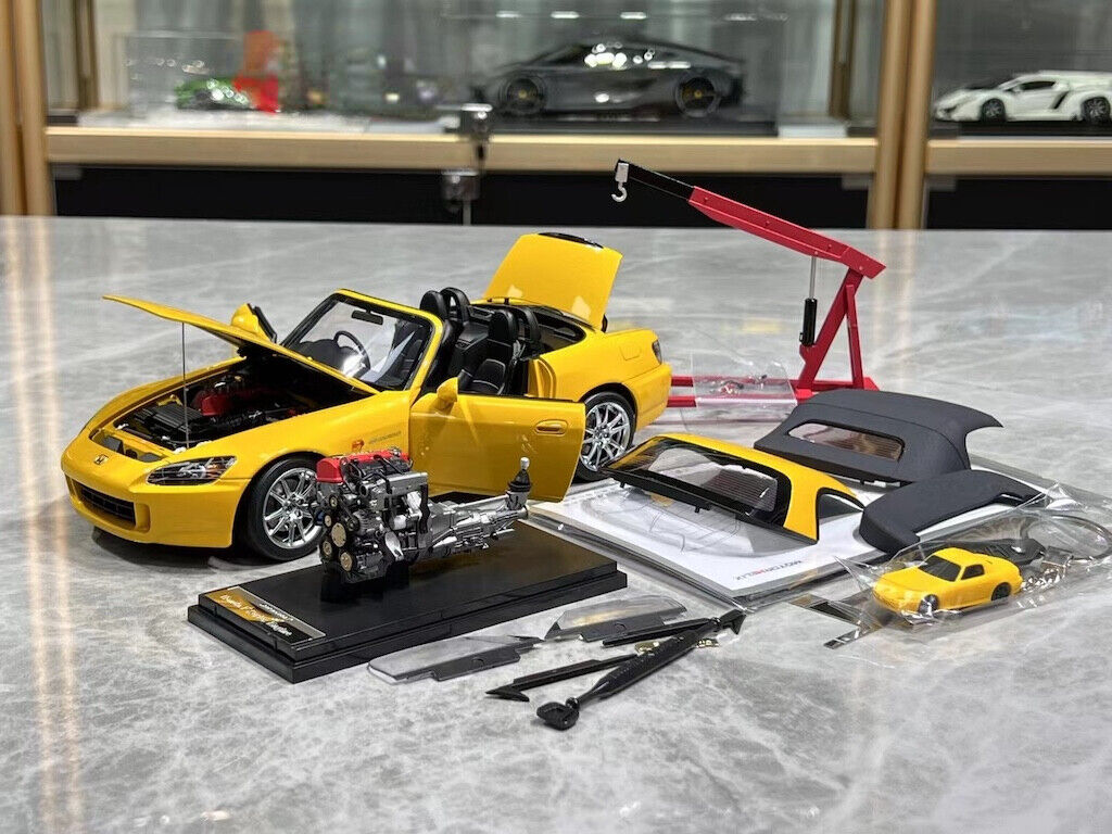 MH 1:18 Yellow JDM S2000 AP2 Sports F22C Engine Model Diecast Metal Ca ...