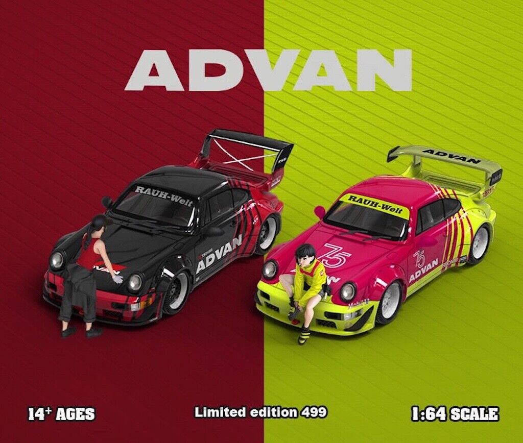 MS 1:64 RWB 964 GT Advan Figure Sports Classic Model Diecast Metal Car ...