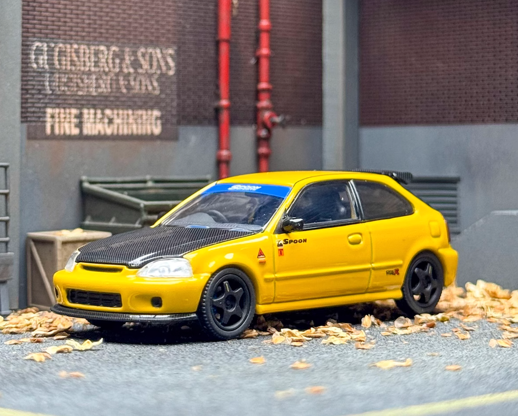 MH 1:64 Yellow JDM Civic Type R EK9 Spoon Sports Model Diecast Metal C ...