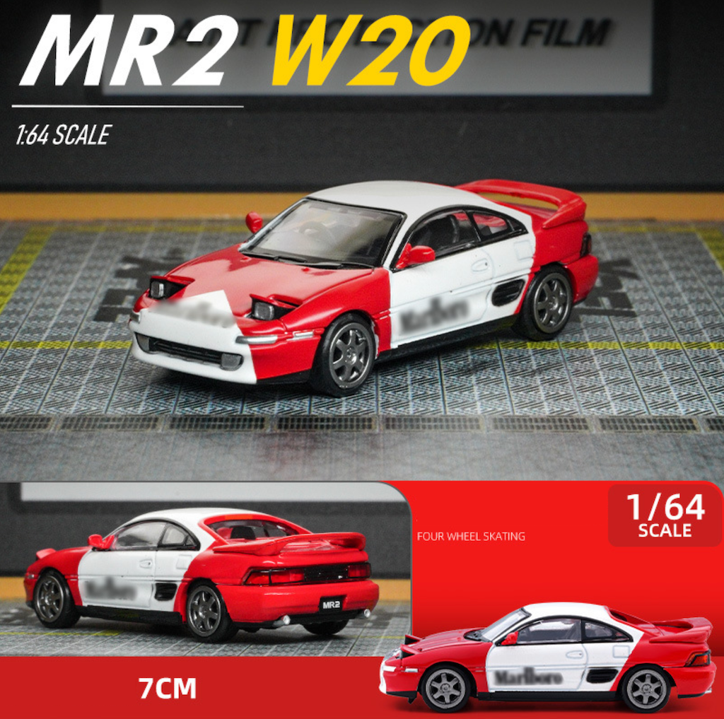 1:64 JDM Red White Toyota MR2 W20 Racing Sports Model Toy Diecast Meta ...