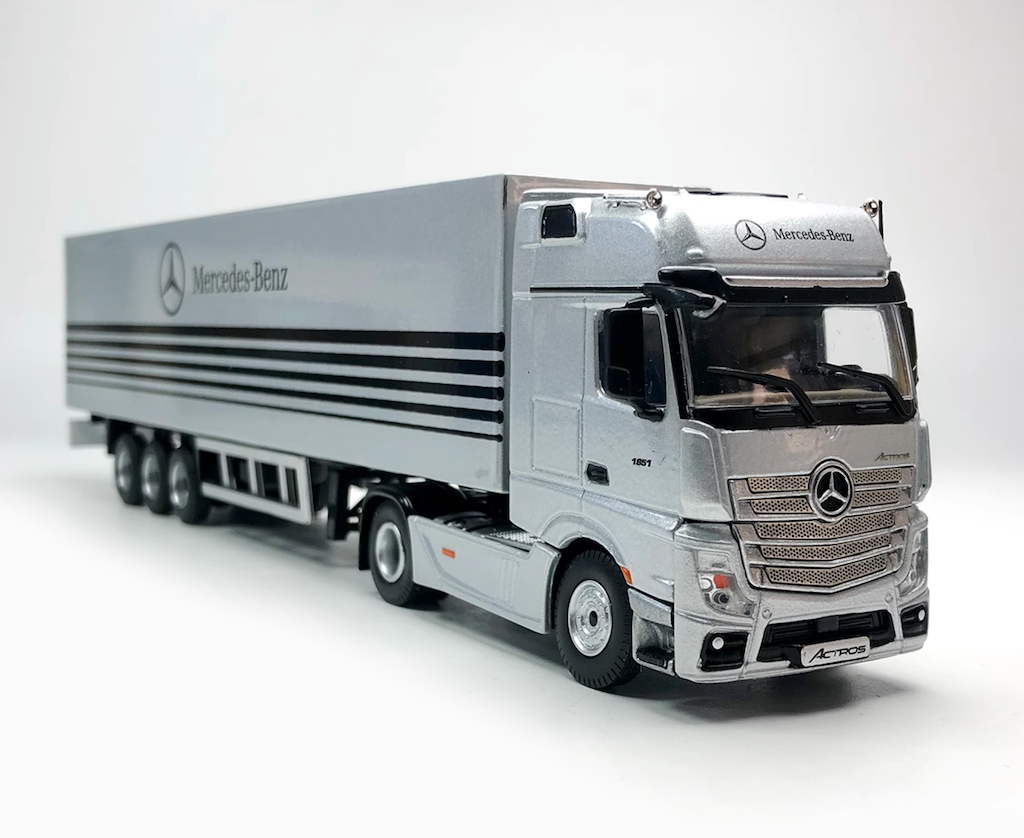 TM 1:64 Silver Benz Actros Tractor Container Truck Model Diecast Metal ...