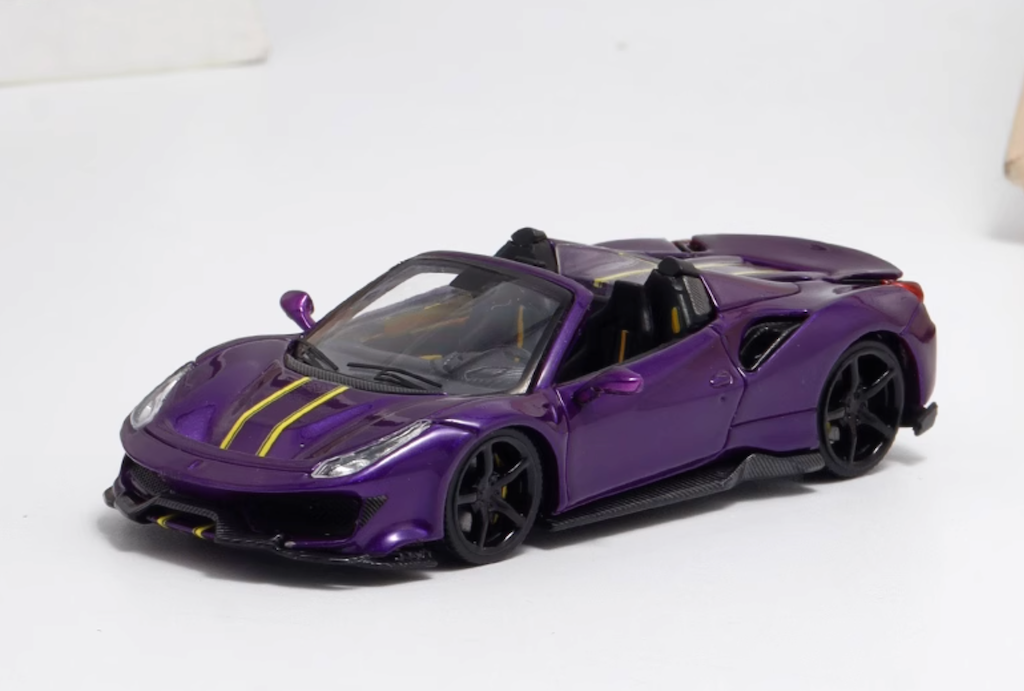 TPC 1:64 Purple Novitec 488 Convertible Sports Model Diecast Metal Car ...