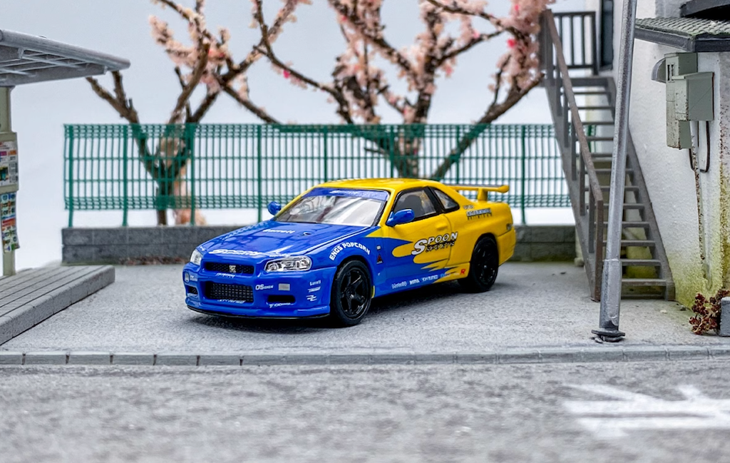 SH 1:64 JDM Skyline GTR R34 Spoon Racing Sports Model Diecast Metal Ca ...