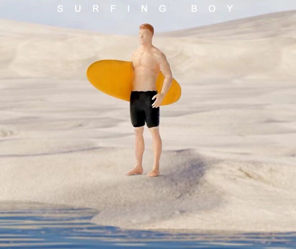 1:64 Painted Figure Mini Model Miniature Car Scenes Resin Surfing Boy ...