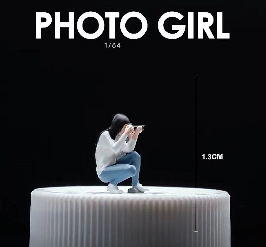 1:64 Painted Figure Mini Model Miniature Resin Diorama Camera Girl Pho ...