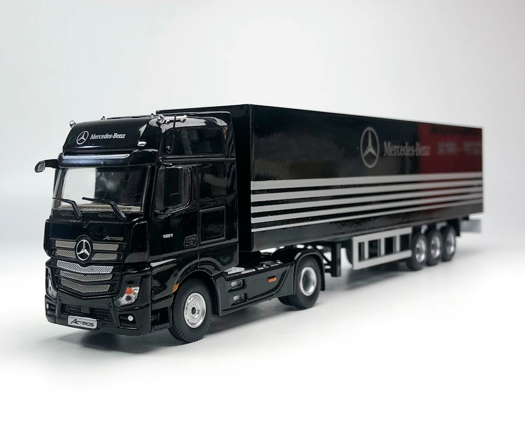 TM 1:64 Black Benz Actros Tractor Container Truck Model Diecast Metal ...