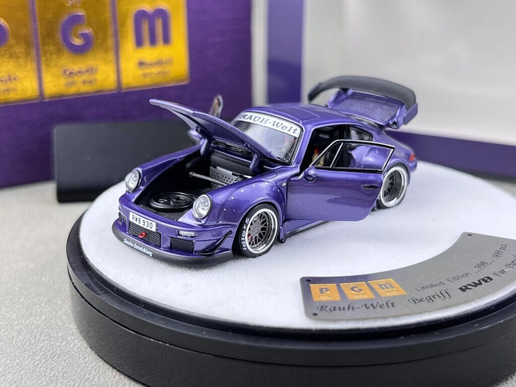 PGM 1:64 Purple RWB 930 Round Classic Sports Model Diecast Metal Car N ...