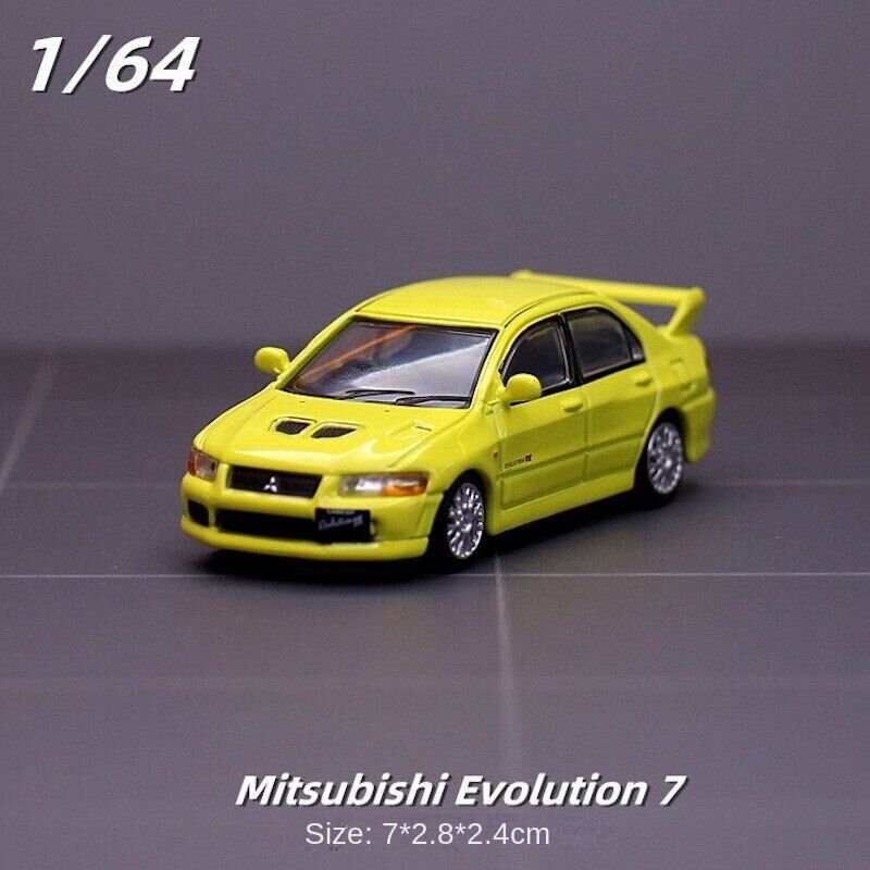 JKM 1:64 Yellow JDM Mitsubishi Lancer Evolution EVO 7 VII Racing Model ...