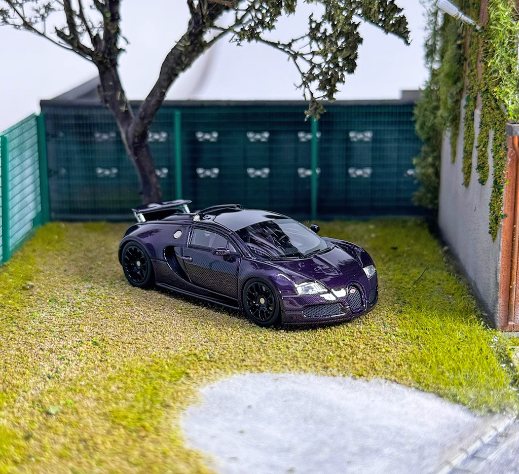 LJM 1:64 Purple Chiron Veyron Racing Sports Model Diecast Resin Car Ne ...
