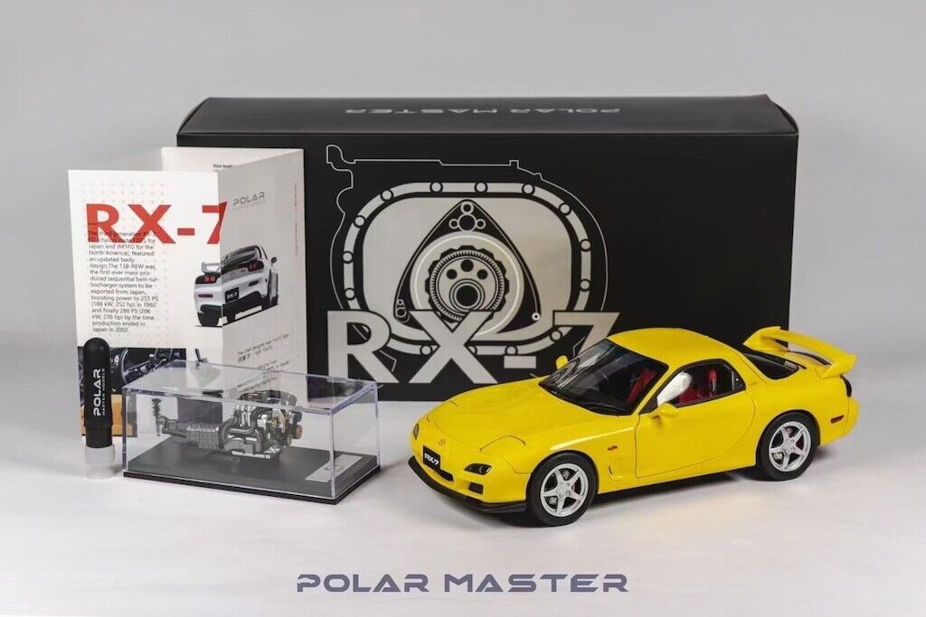 Polar Master 1:18 Yellow RX7 FD Spirit R Engine Sport Model Diecast Me ...