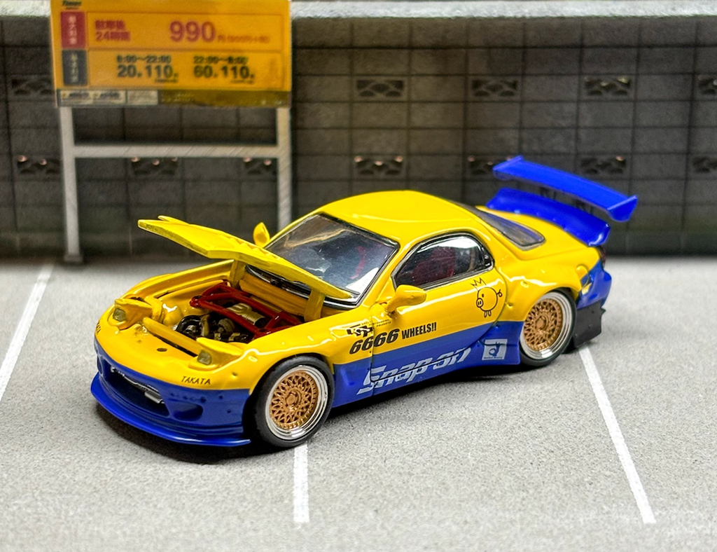 Master 1:64 JDM Yellow RX7 FD Pandem Racing Sports Model Diecast Metal ...