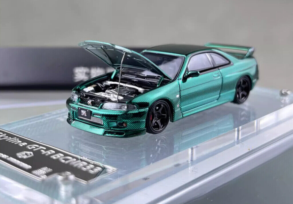 FH 1:64 Green Carbon Skyline GTR R33 Racing Sports Model Diecast Metal ...