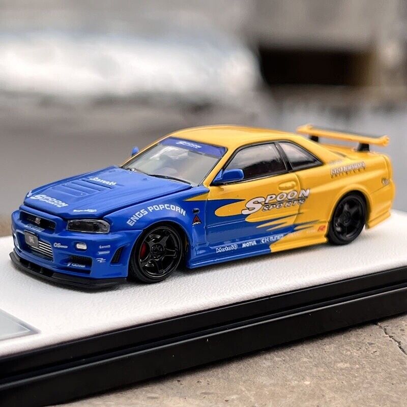 TM 1:64 JDM GTR R34 Skyline Spoon Racing Sports Model Diecast Metal Ca ...