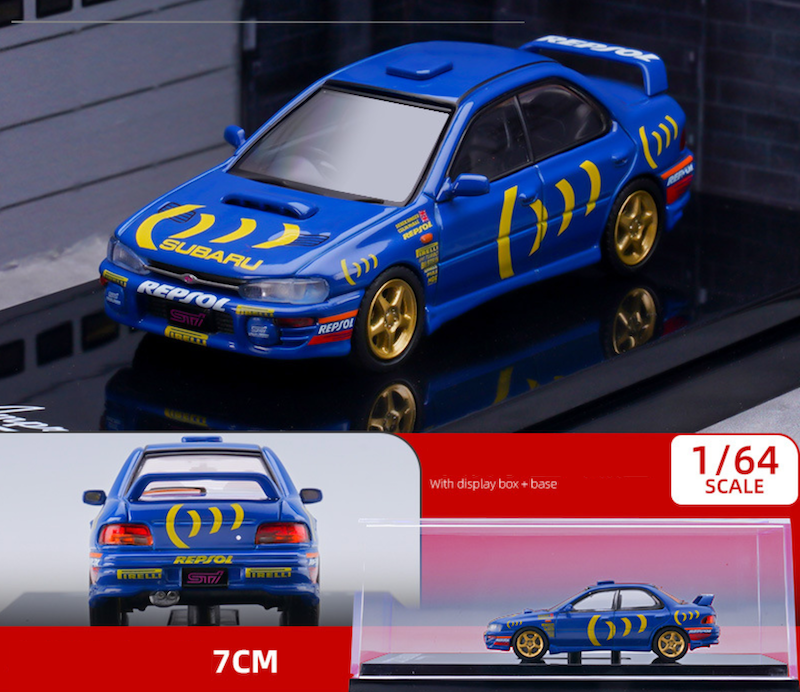 HJ 1:64 JDM Blue Subaru WRX Impreza STI GC8 Racing Sport Model Toy Met ...