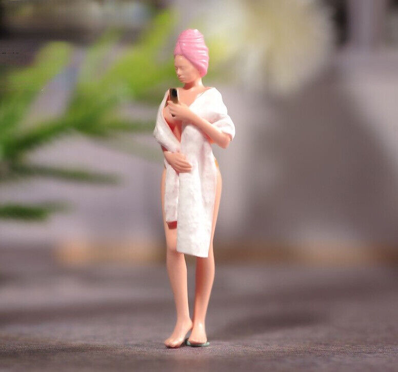 1:64 Painted Figure Model Miniature Resin Diorama Bathing Beauty Lady ...