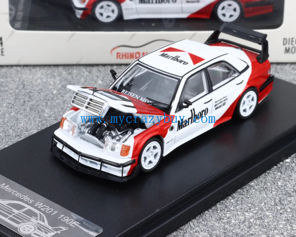 RM 1:64 Red 190E W201 Racing Sports Sedan Model Diecast Metal Car New ...
