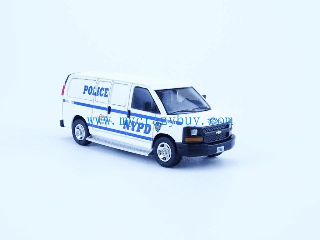 1:64 NYPD Police Express 3500 Van Sports Model Diecast Metal Car New C ...