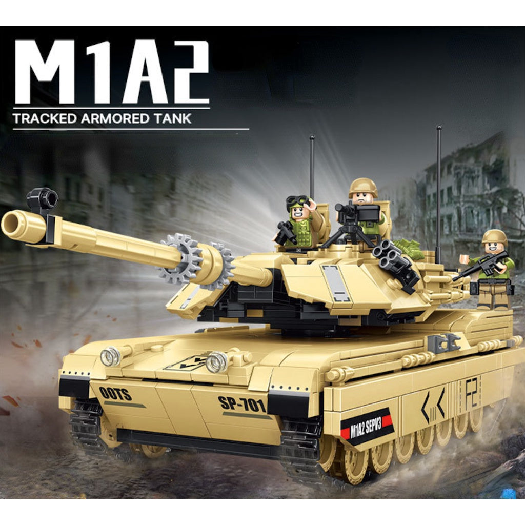 1326PCS Military WW2 M1A2 Abrams Main Battle Tank Figure Model Toy Bui ...