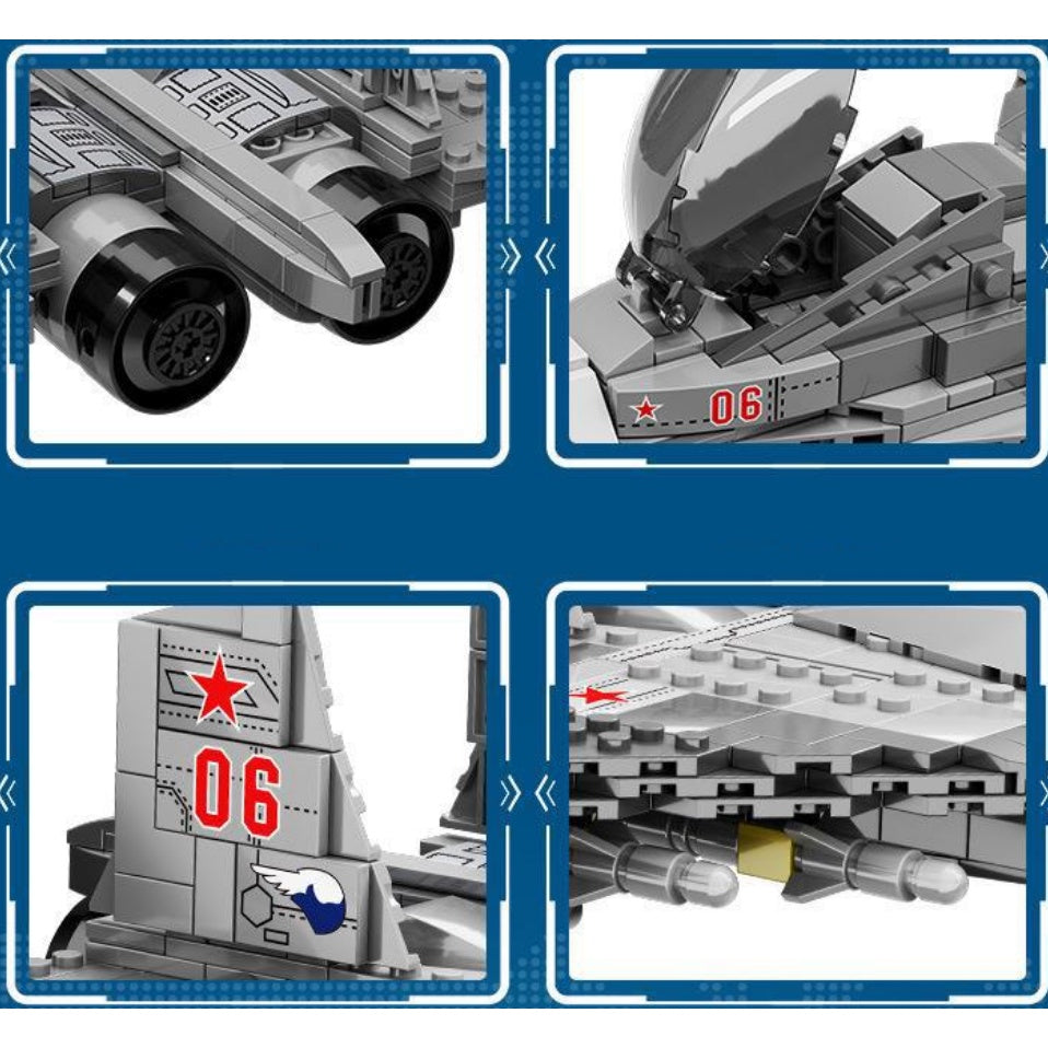 835PCS Military WW2 Sukhoi Su-27 Flanker Air Fighter Aircraft Figure ...