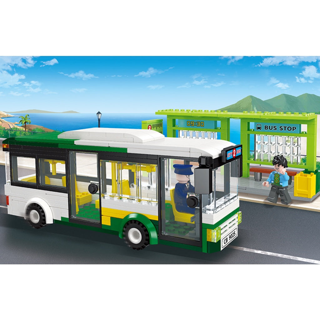 385PCS MOC City Bus Stop Station Figure Model Toy Building Block Bric ...