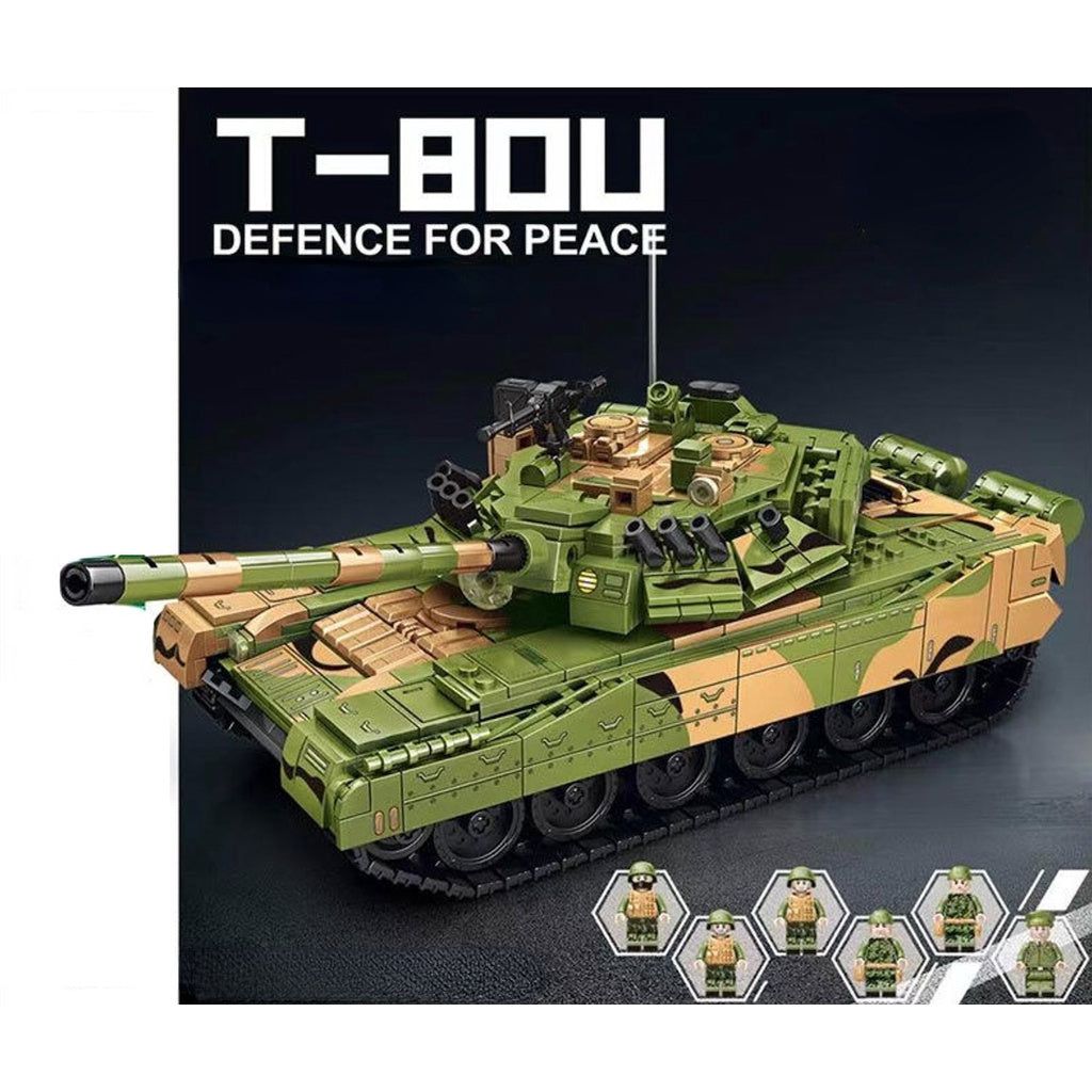 1356PCS Military WW2 T-80U Main Battle Tank Figure Model Toy Building ...
