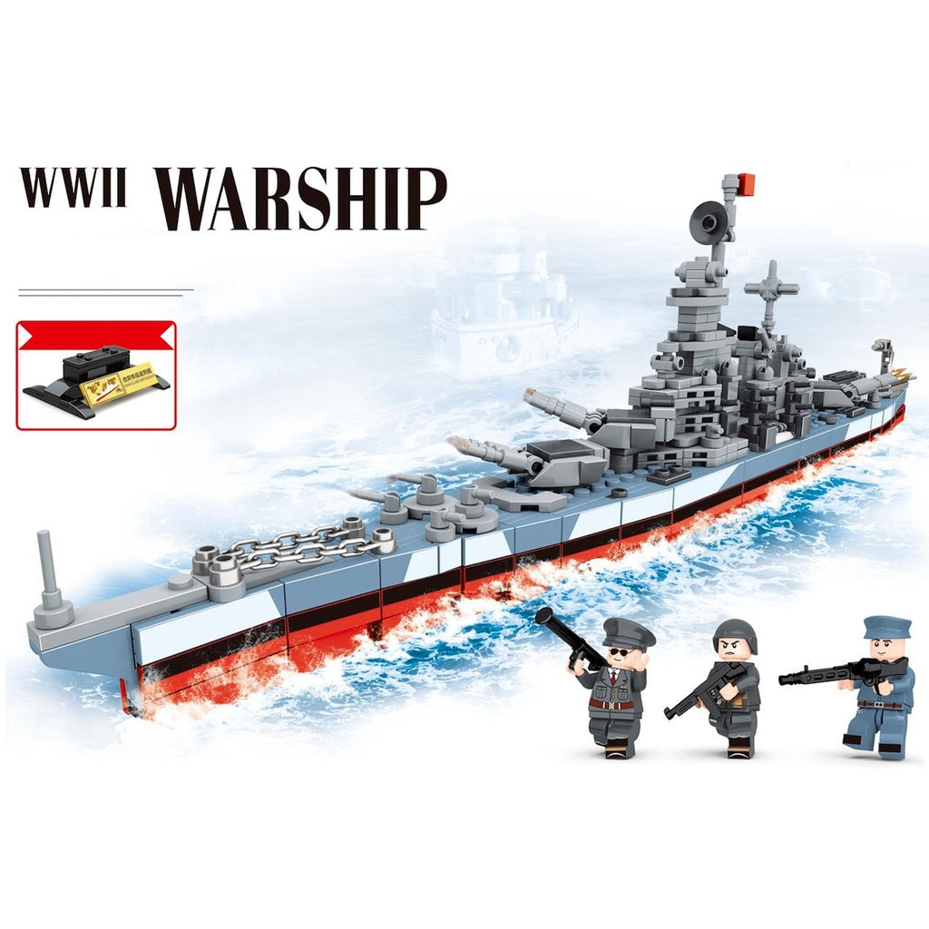 823PCS Military WW2 Iowa Class Battleship Figure Model Toy Building B ...