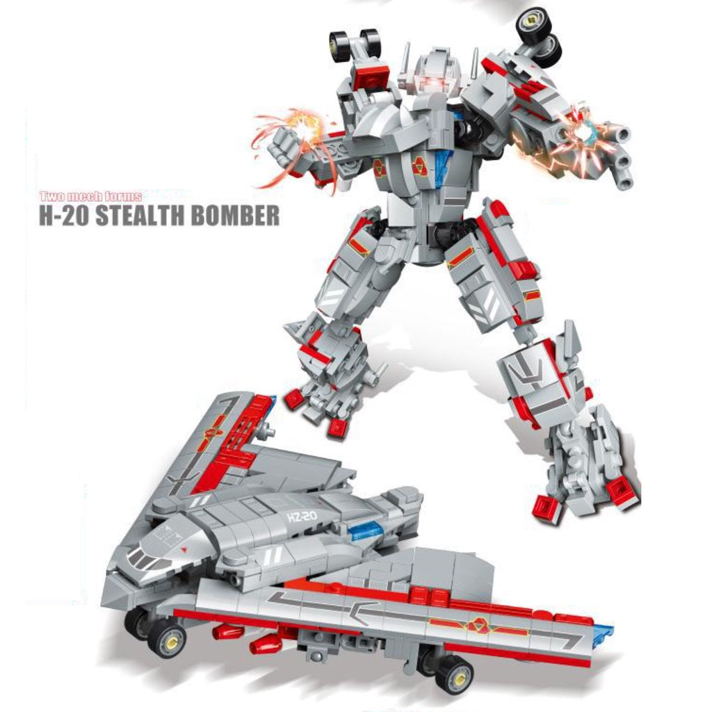 440PCS Military 2in1 WW2 H20 Stealth Bomber Mecha Robot Figure Model ...